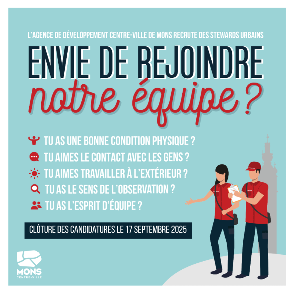Nous recrutons un steward urbain ! - Agence de développement centre-ville de Mons